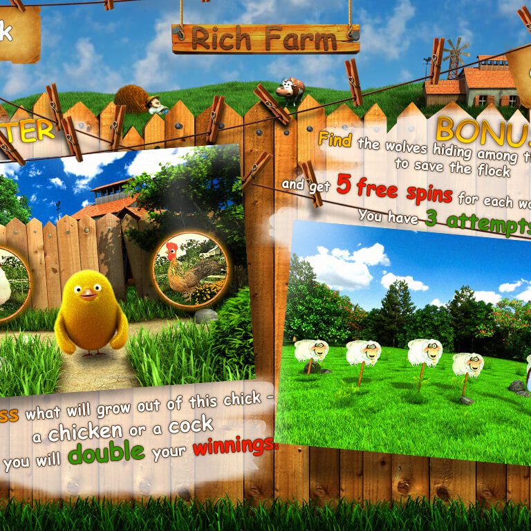 Slot animal, animal farm characters, farm animals in slot machine "Rich ...